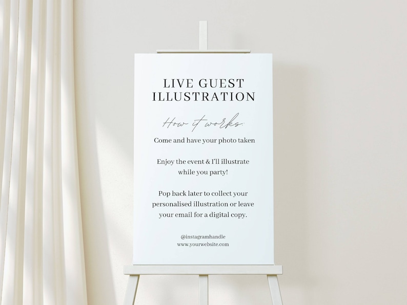 Live Guest Illustrator Sign Canva Template, Editable Wedding ...