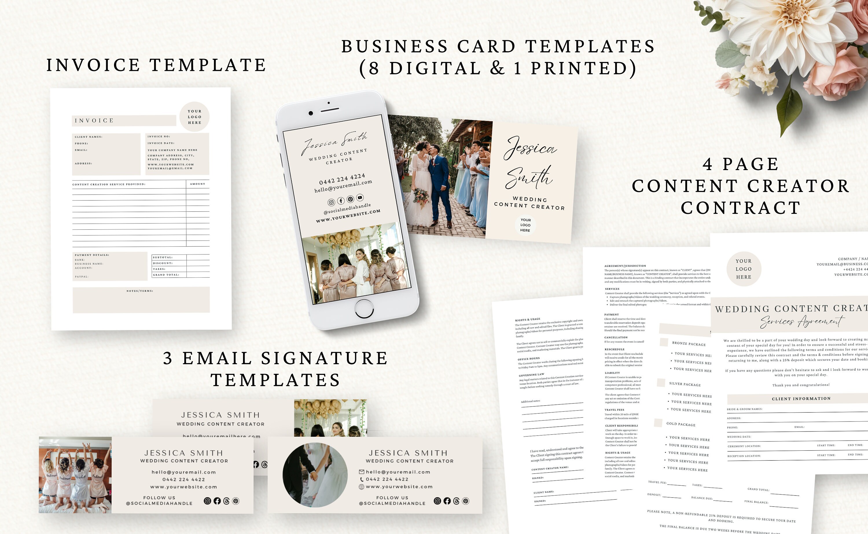 Wedding Content Creator Bundle, Wedding Client Onboarding, Editable ...
