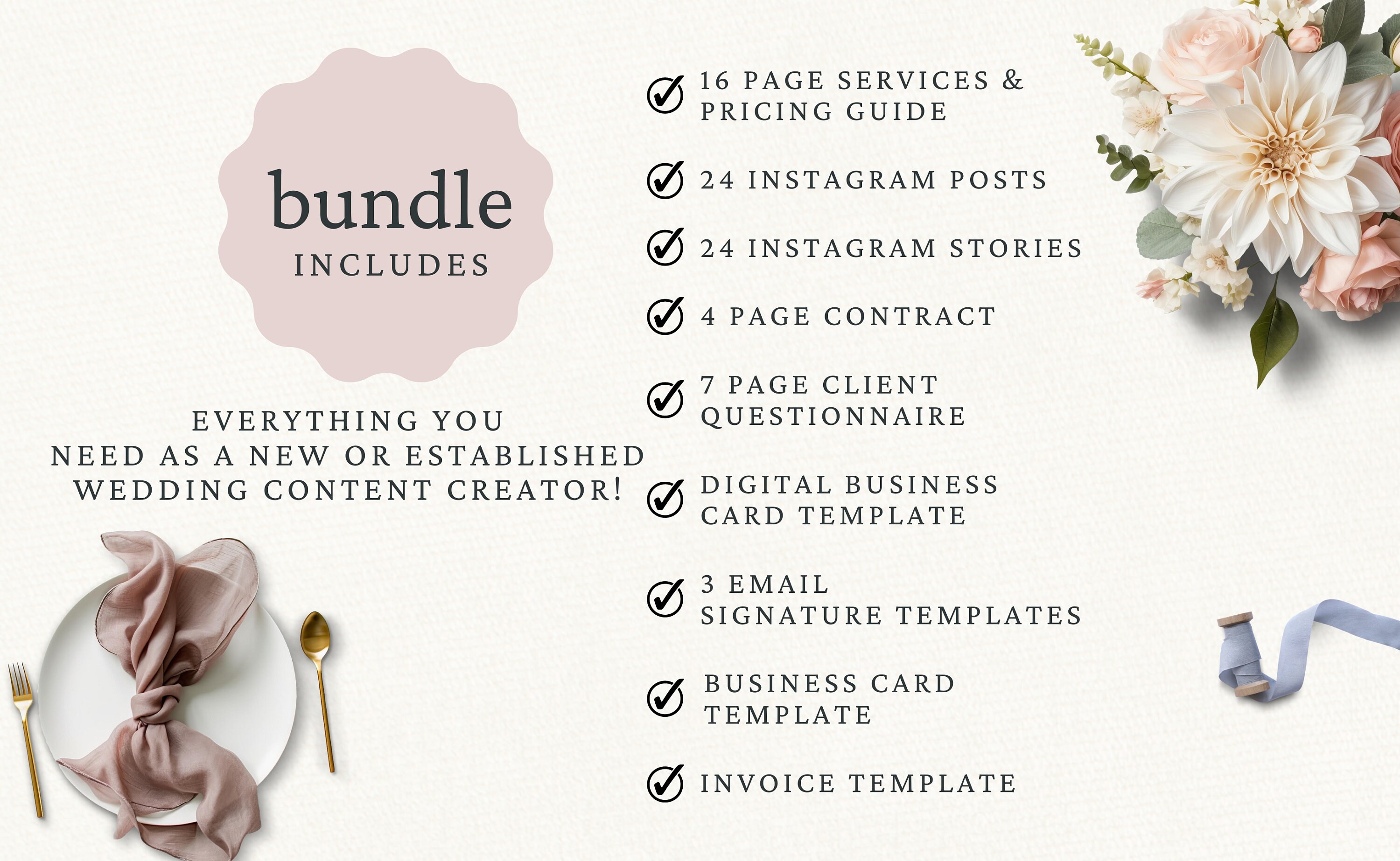 Wedding Content Creator Bundle, Wedding Client Onboarding, Editable ...