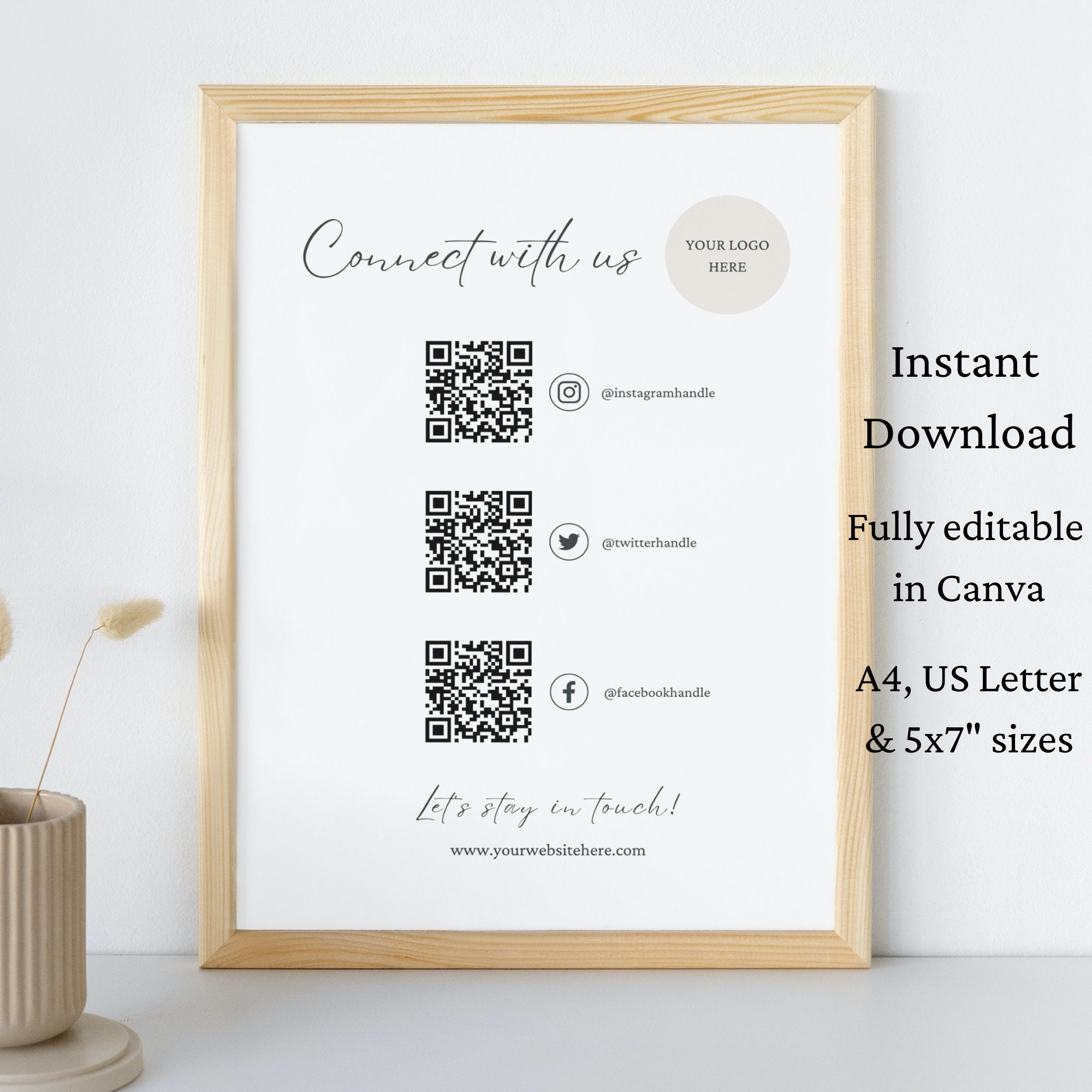 Connect With Us QR Code Sign Template Social Media Sign QR - Etsy