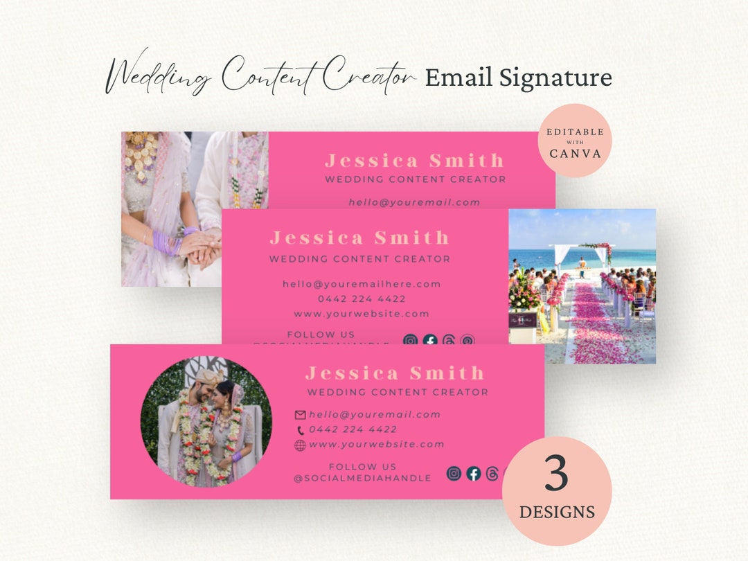 Email Signatures for Wedding Content Creators, Editable Canva Template ...