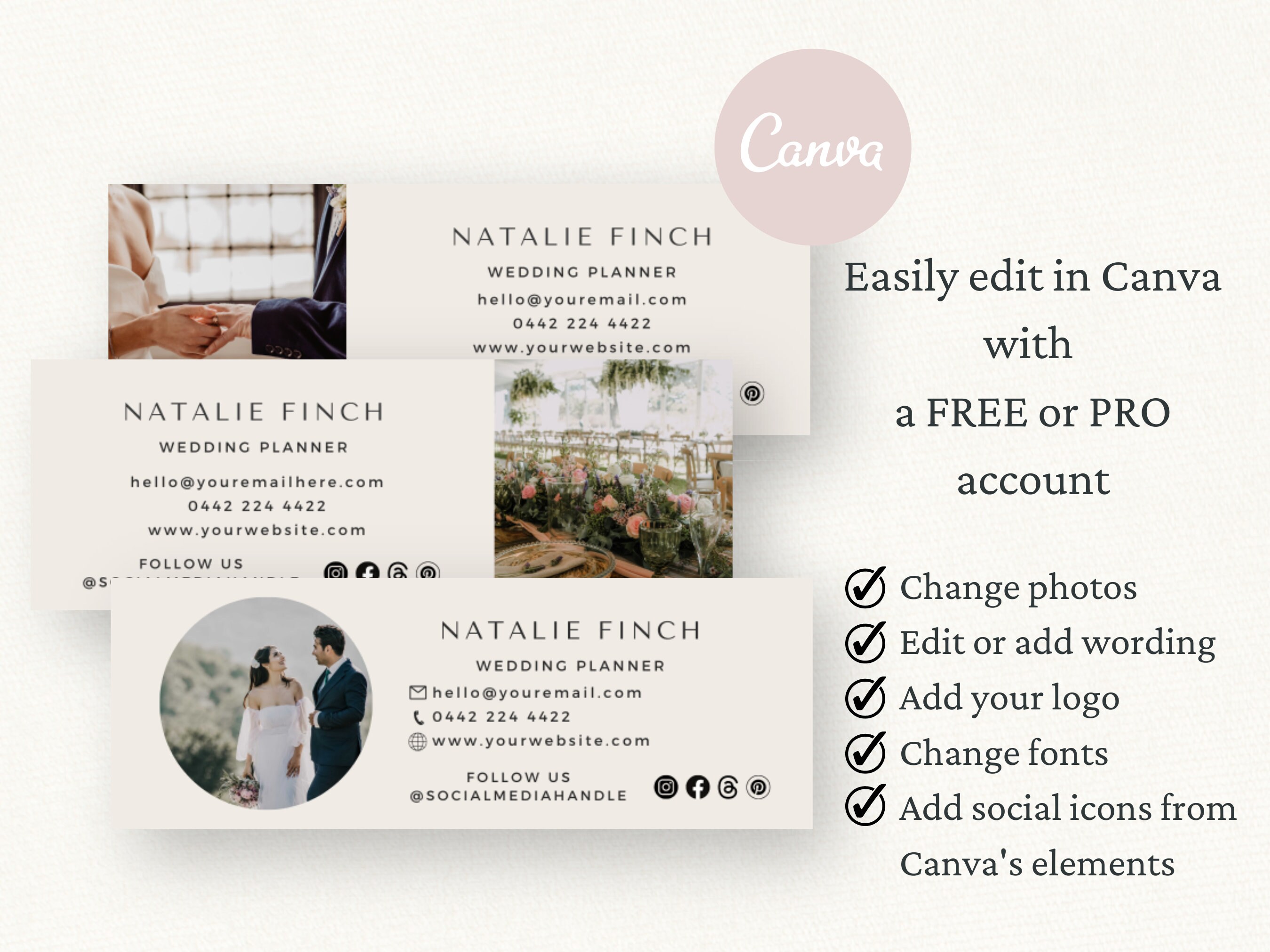 Wedding Planner Email Signature Template, Editable Canva Template ...