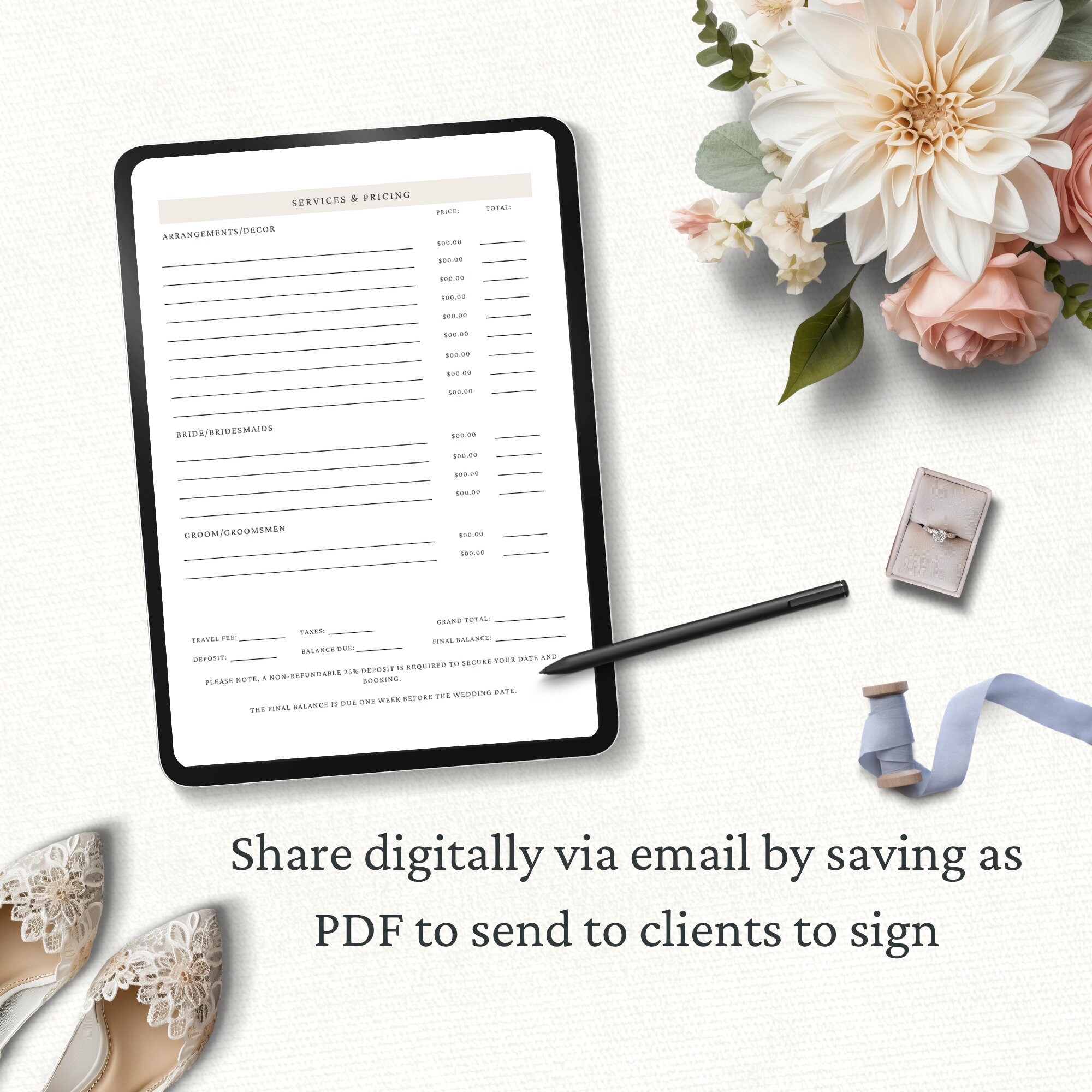 Wedding Florist Contract Template, Event Flowers Services Agreement ...