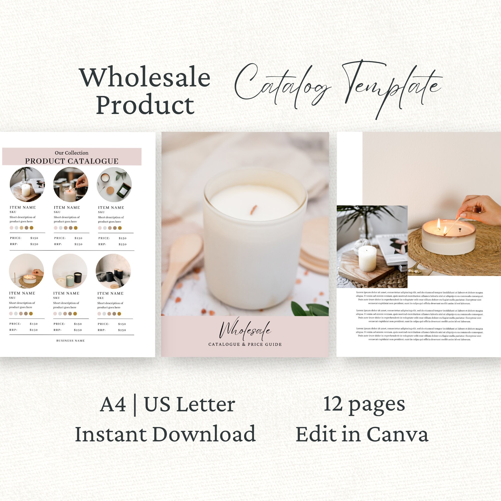 Editable Wholesale Catalogue Template Canva, Candle Pricing Catalog ...