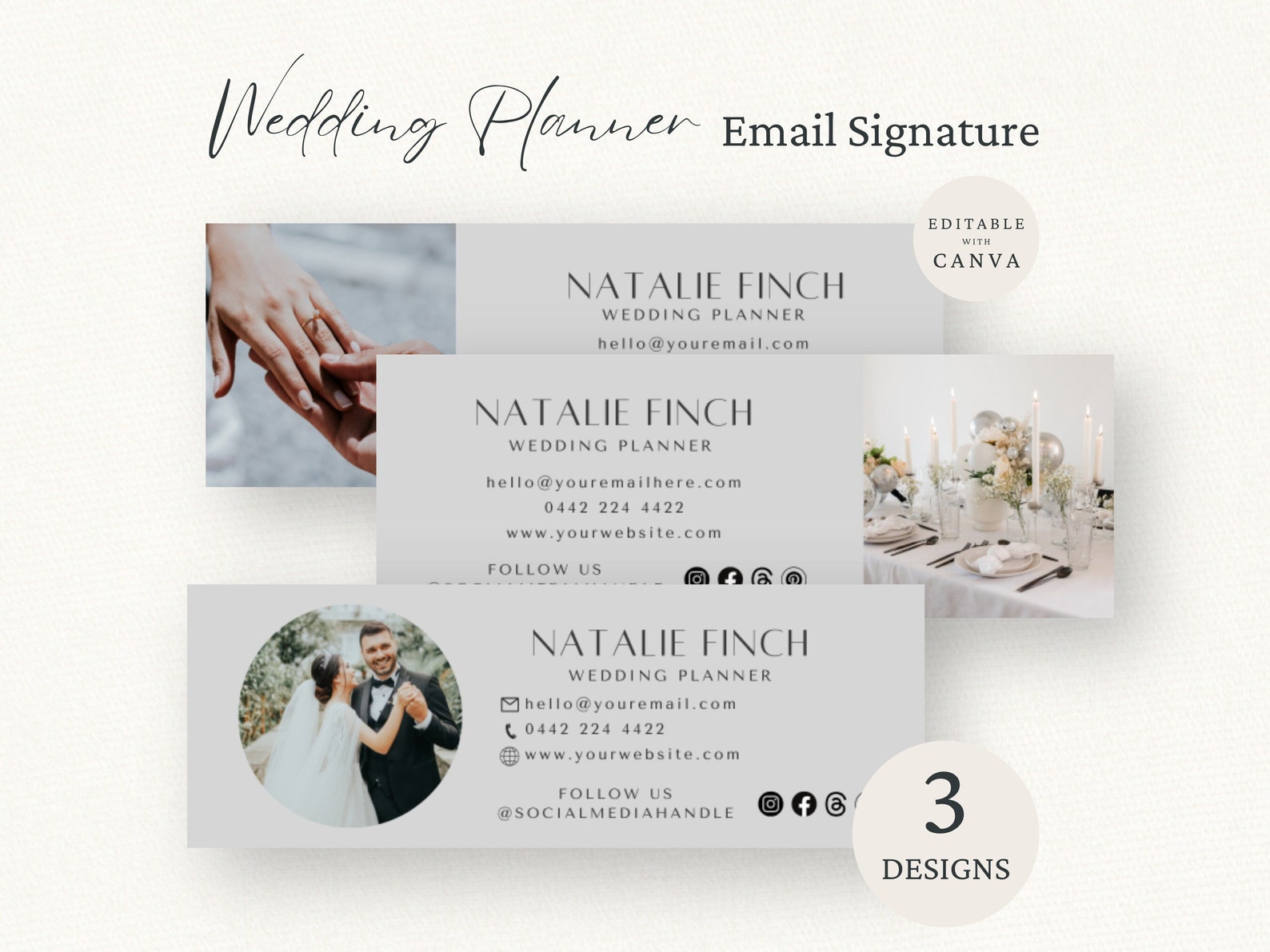 Wedding Planner Email Signature Template, Editable Canva Template ...