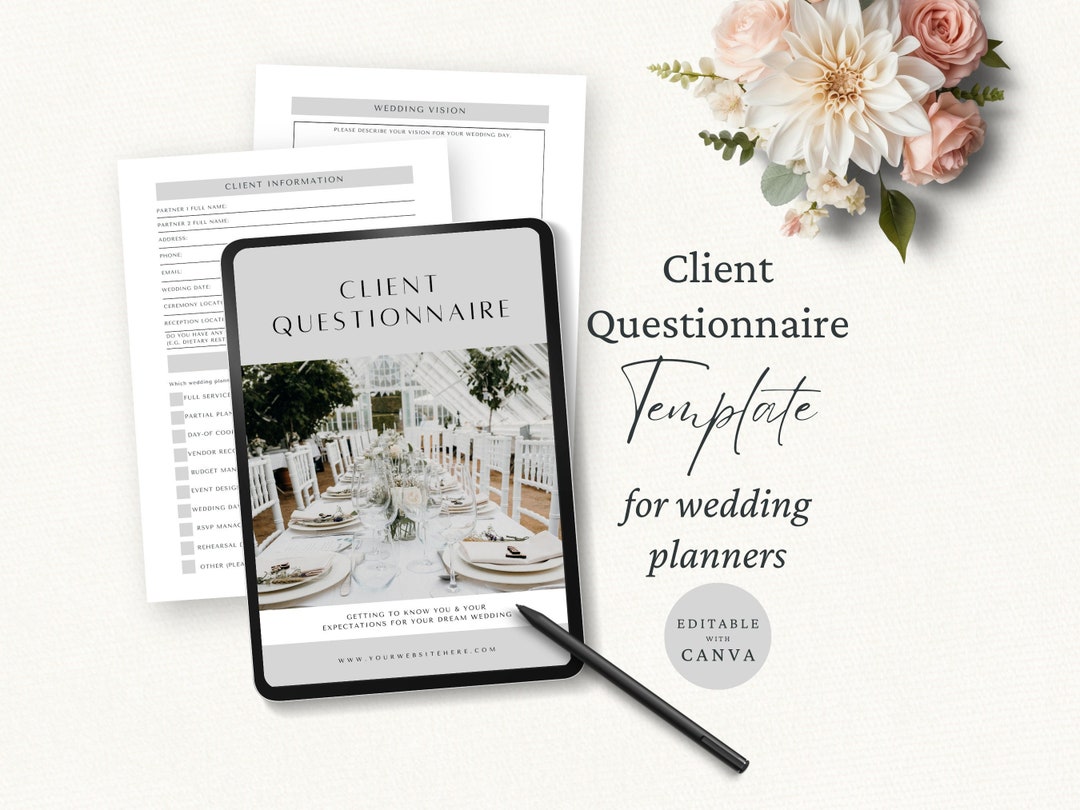 Printable Wedding Planner Questionnaire Template, Bride & Groom Client ...
