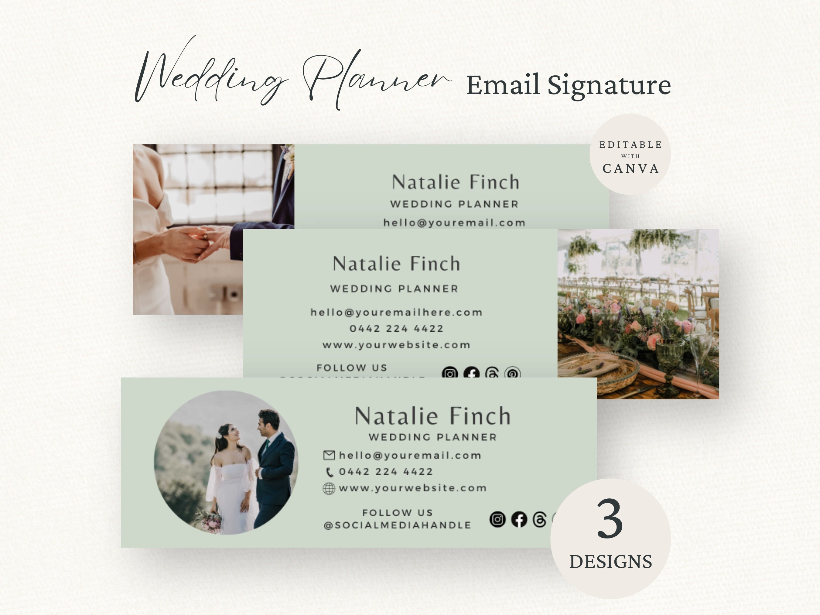 Wedding Planner Email Signature Template, Editable Canva Template ...