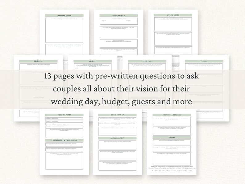 Wedding Planner Questionnaire, Bride & Groom Client Onboarding ...