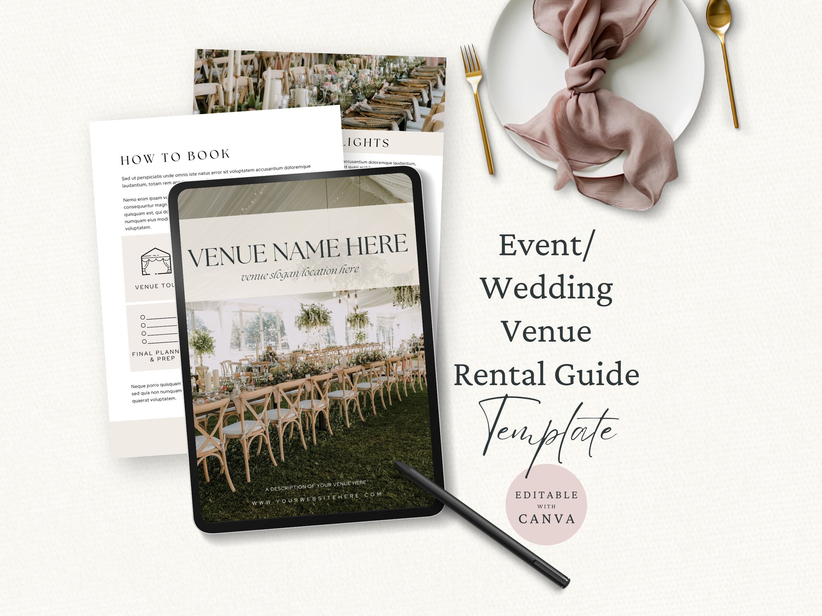 Event Venue Rental Guide Canva Template, Wedding Venue Welcome Guide, Editable Party Venue ...