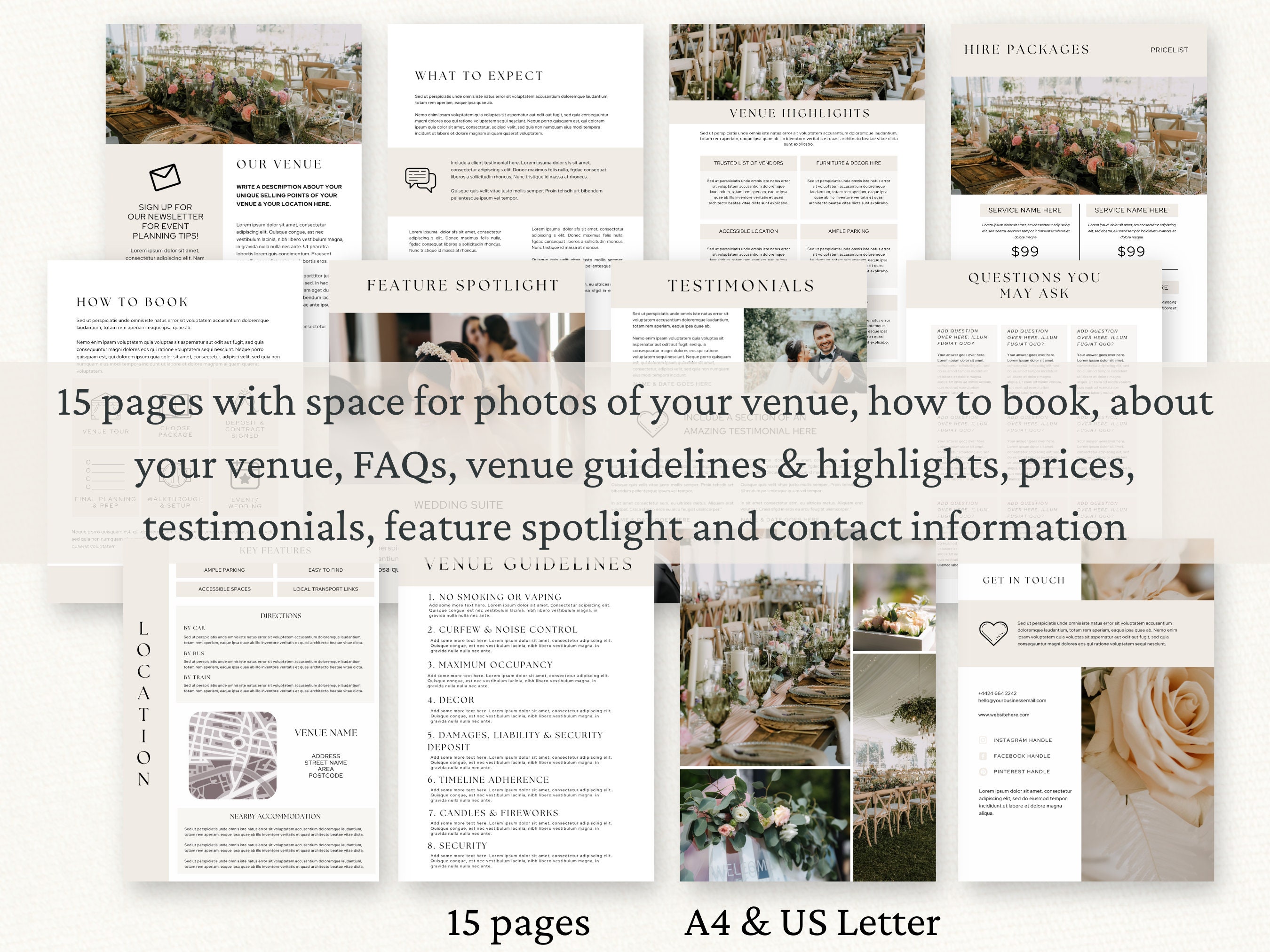 Event Venue Rental Guide Canva Template, Wedding Venue Welcome Guide ...