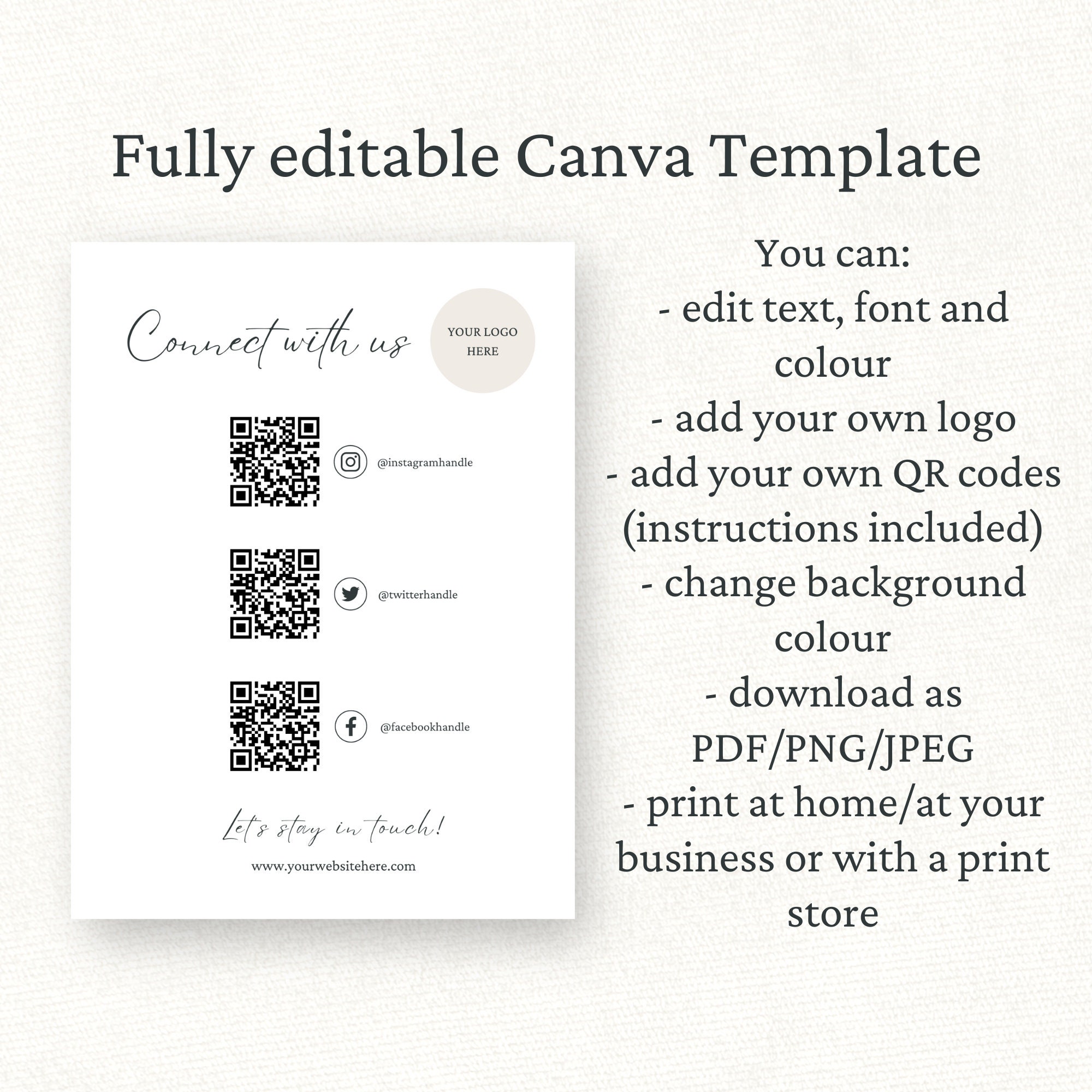 Connect With Us QR Code Sign Template Social Media Sign QR - Etsy