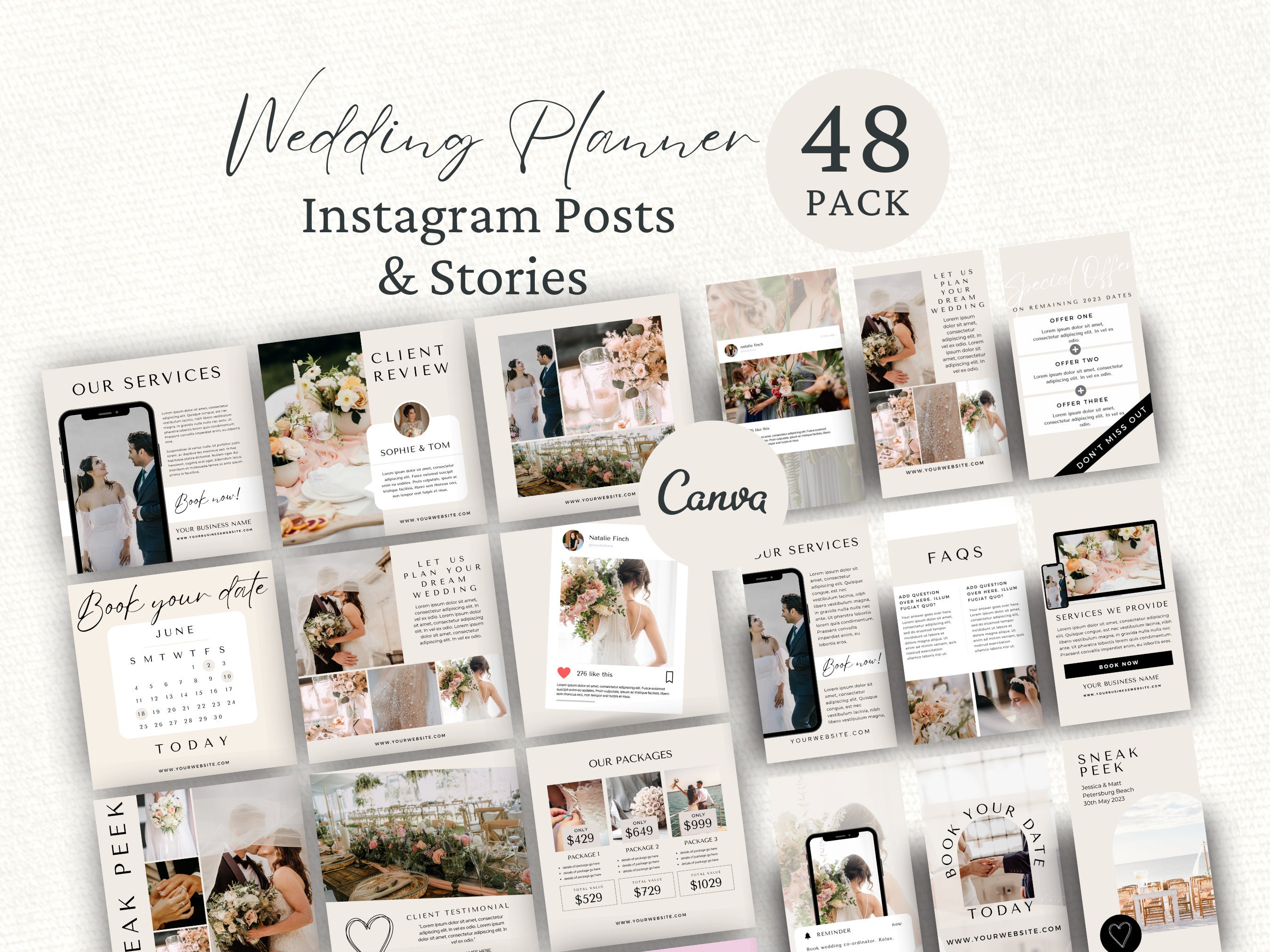 Wedding Planner Instagram Posts, Event Planner Social Media Template ...