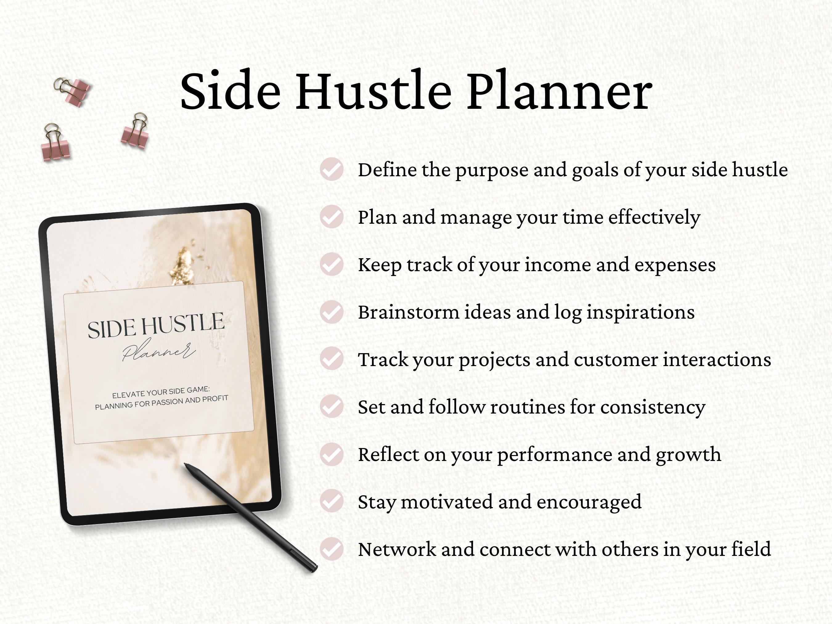 Side Hustle Planner, Printable Business Start-up Workbook, Entrepreneur ...