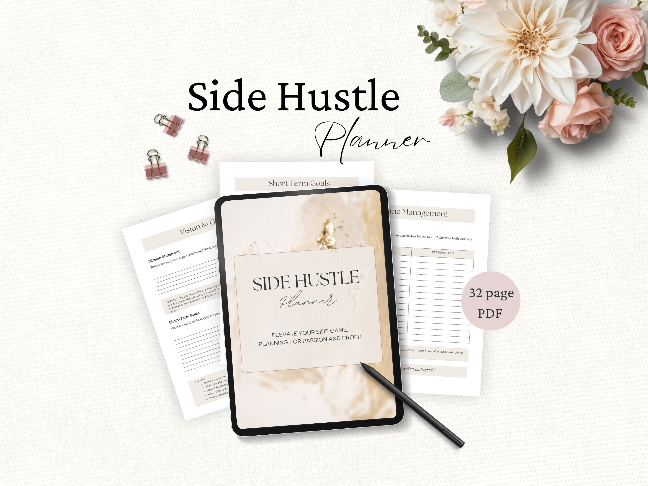 Side Hustle Planner, Printable Business Start-up Workbook, Entrepreneur ...