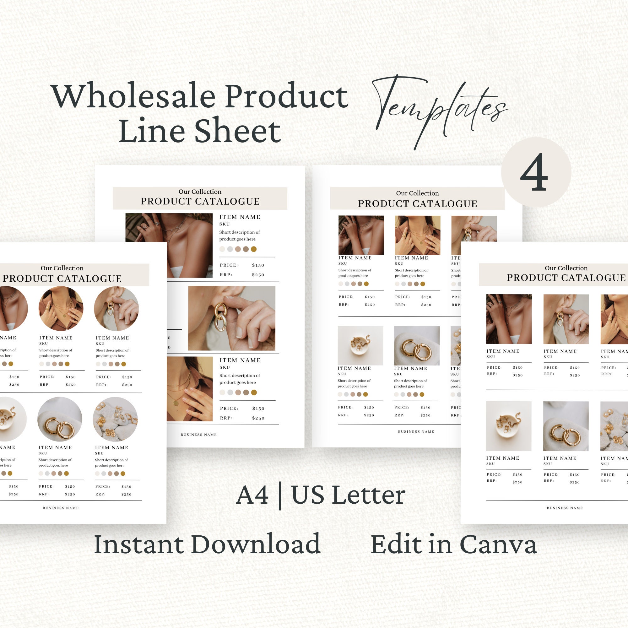 Wholesale Line Sheet Template Canva, Business Pricing Catalog, Editable ...