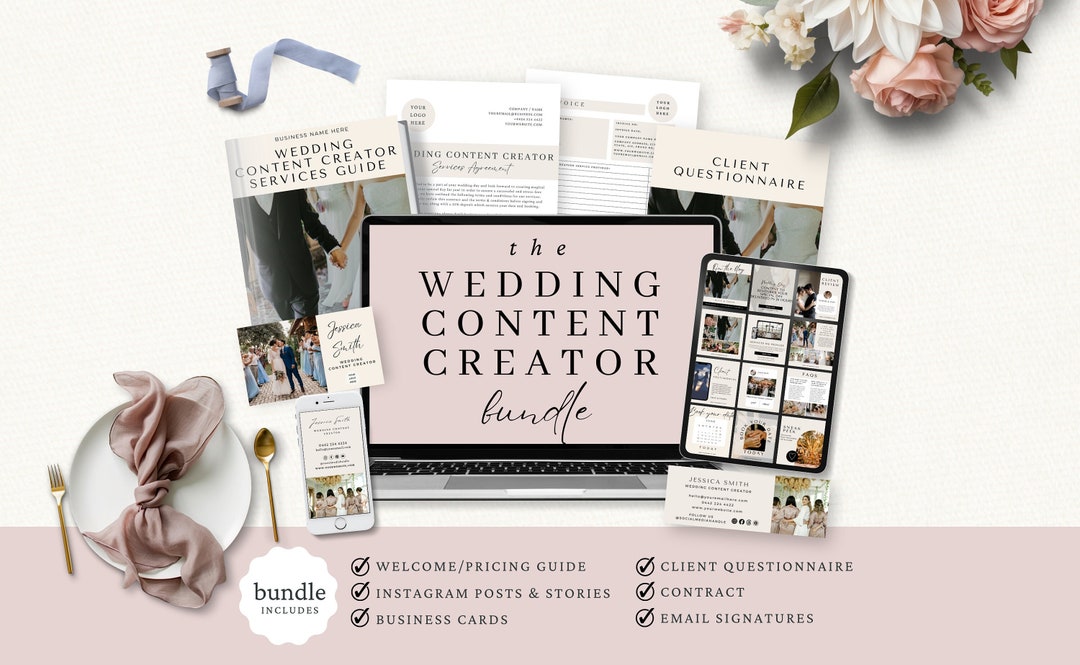 Wedding Content Creator Bundle, Wedding Client Onboarding, Editable ...