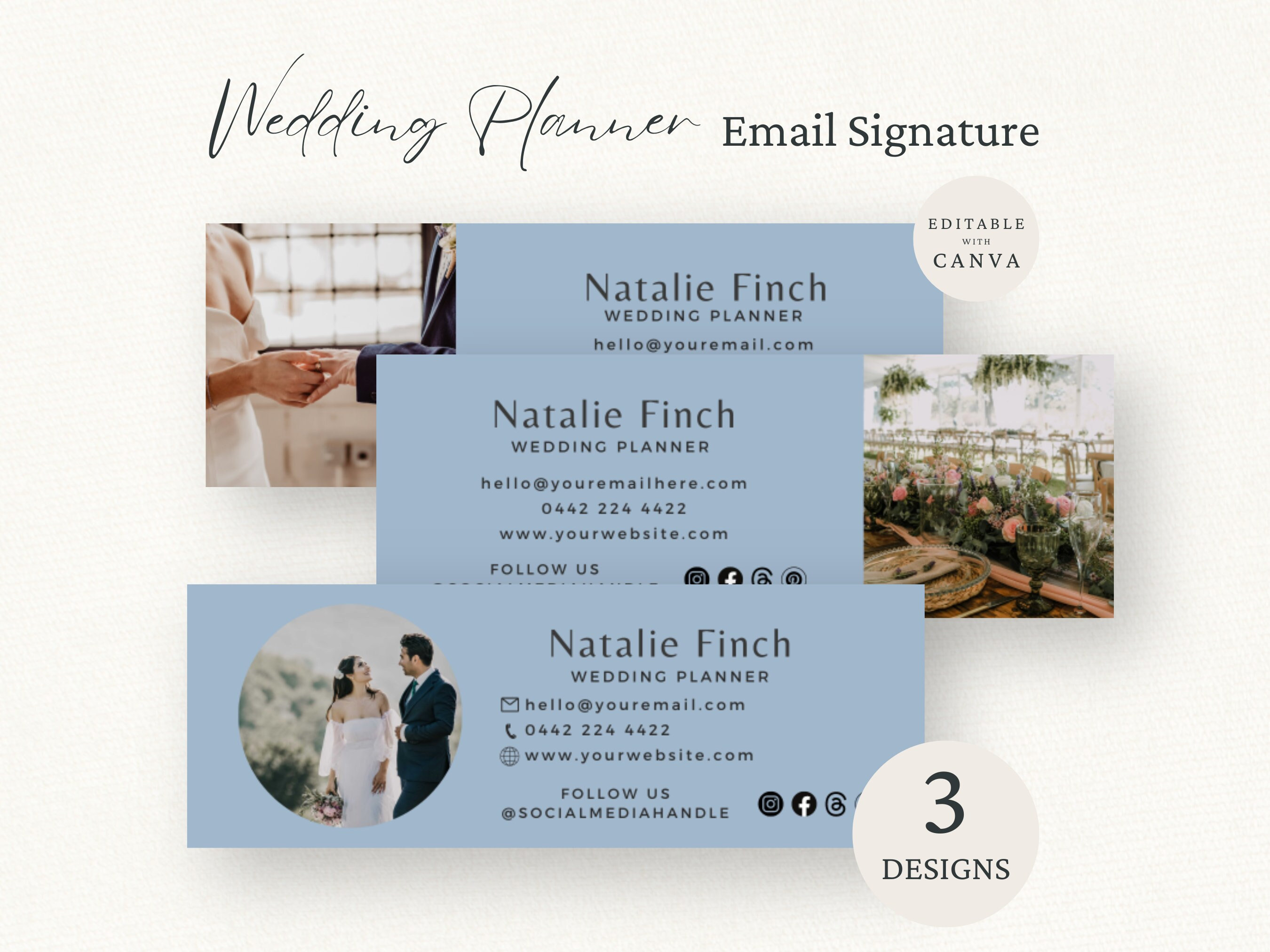 Wedding Planner Email Signature Template, Editable Canva Template ...