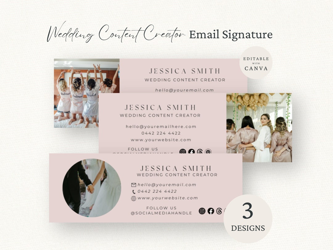Email Signatures for Wedding Content Creators, Editable Canva Template ...