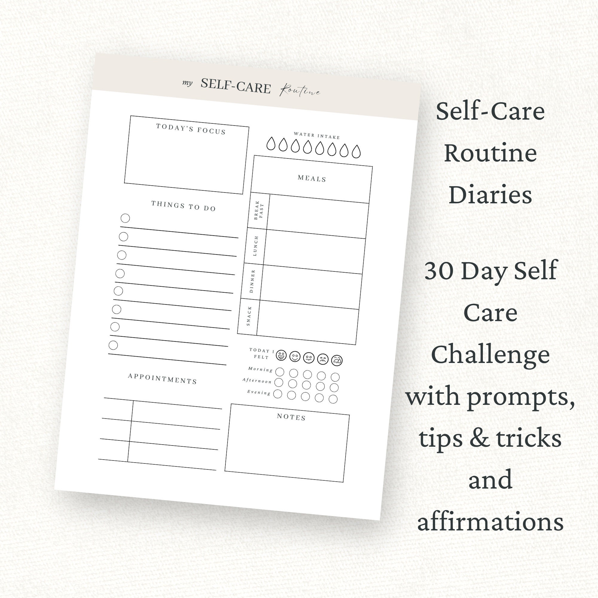 Self Care Journal Printable Self Care Planner Mindfulness Journal