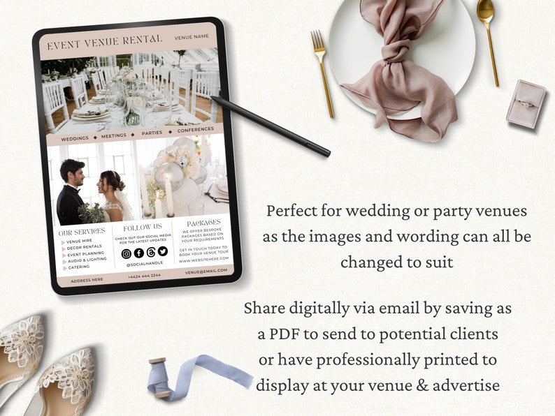 Event Venue Rental Flyer Canva Template, Wedding Venue Hire Advert ...