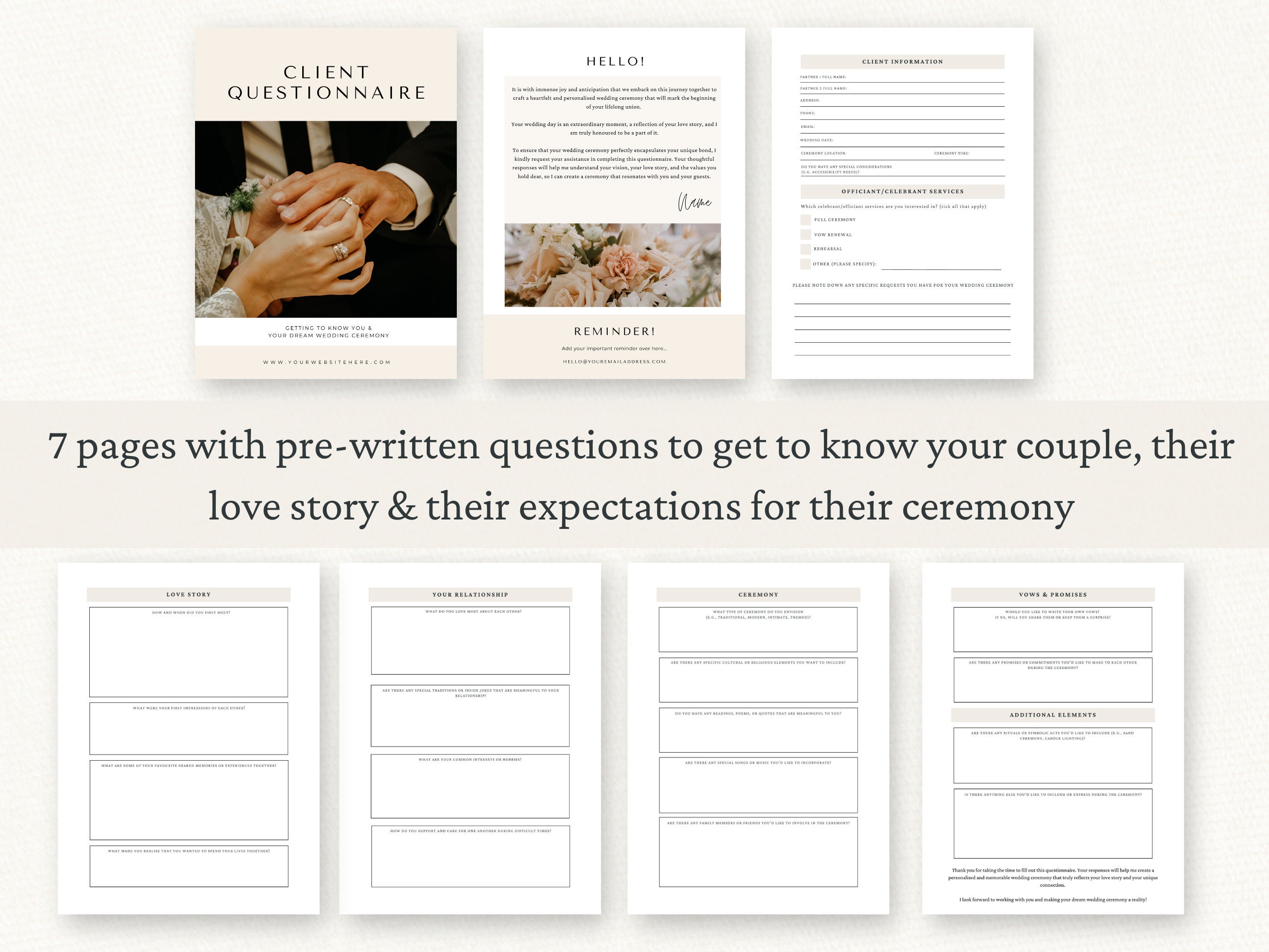 Wedding Celebrant Client Questionnaire, Editable Canva Template ...