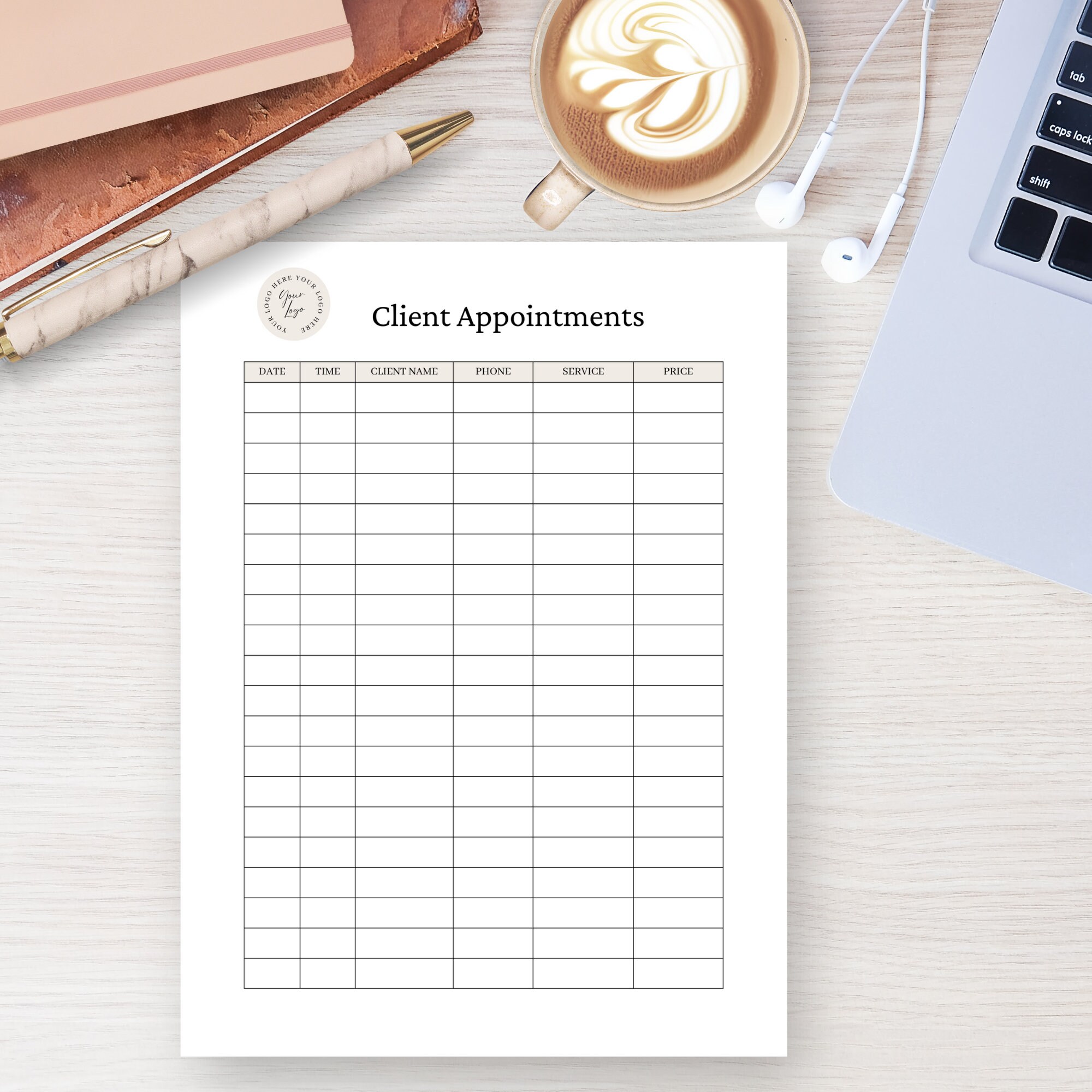 Client Appointment Tracker, Printable Appointment Log, Canva Template ...