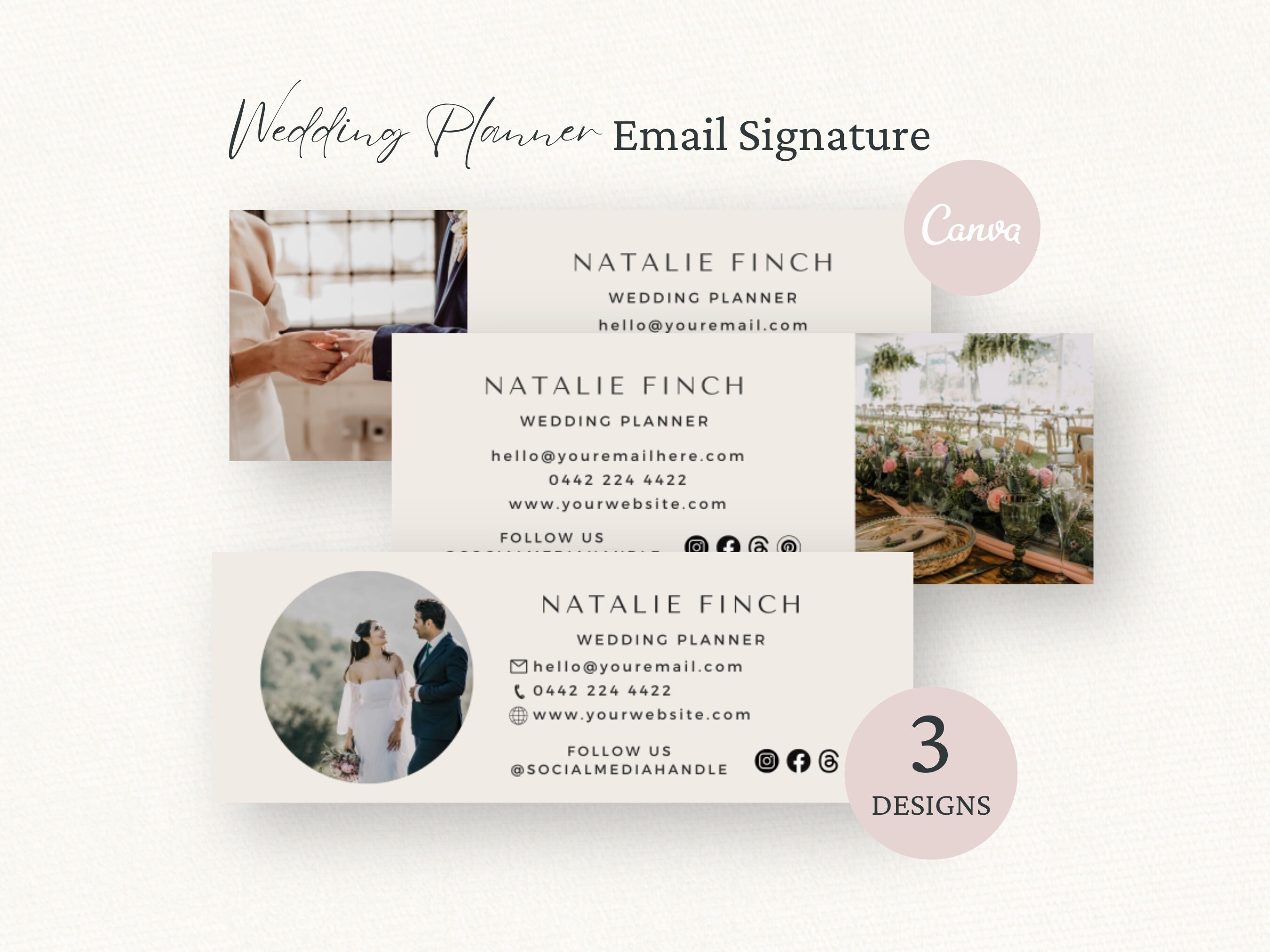 Wedding Planner Email Signature Template, Editable Canva Template ...