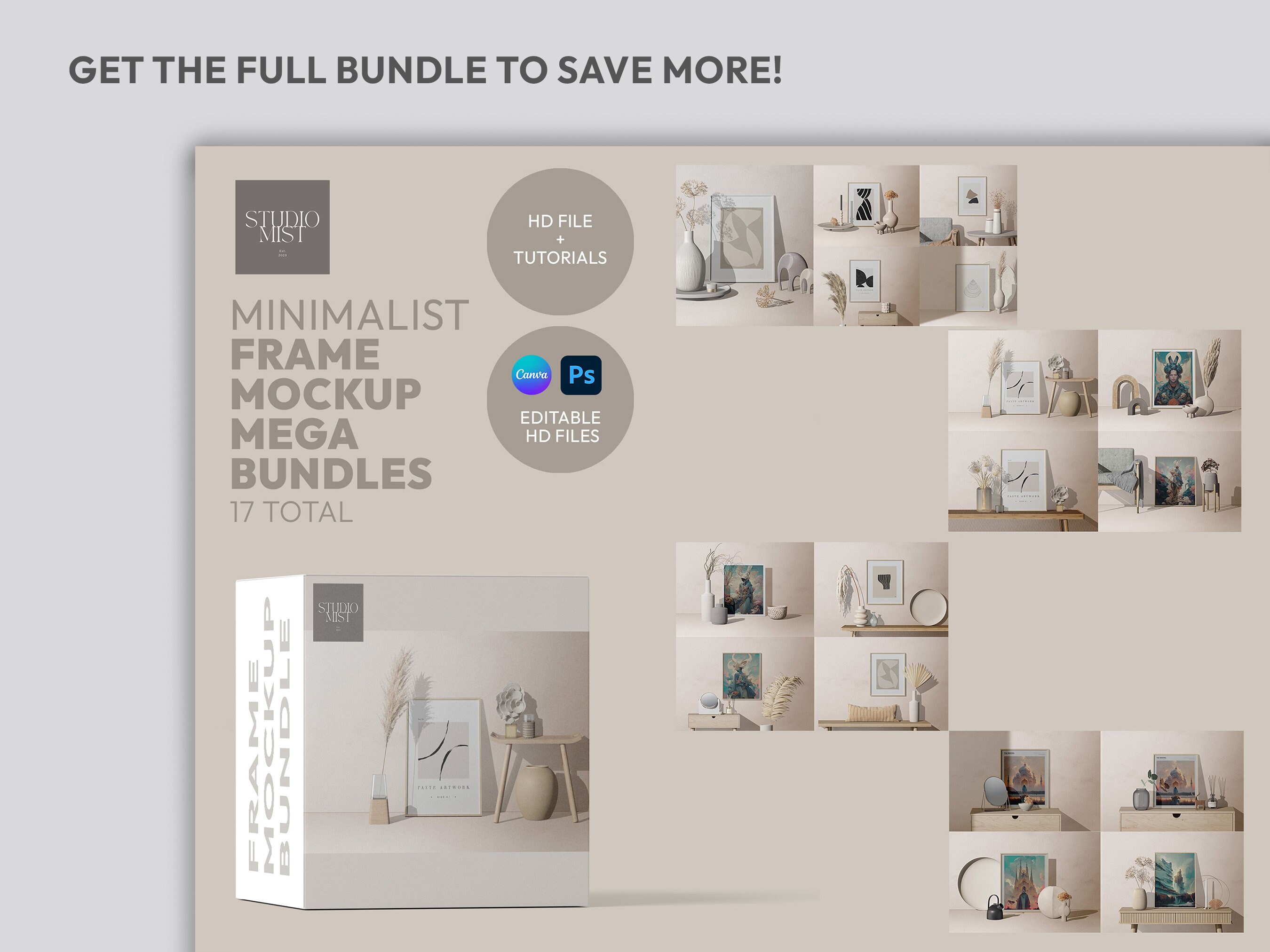 Minimalist Frame Poster Mockup Bundle Vol.3 145 PSD OBJECTS Modern ...
