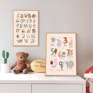 Set of 4 Cute Kid Alphabet Abc Art Print | Nursery Children Poster ...