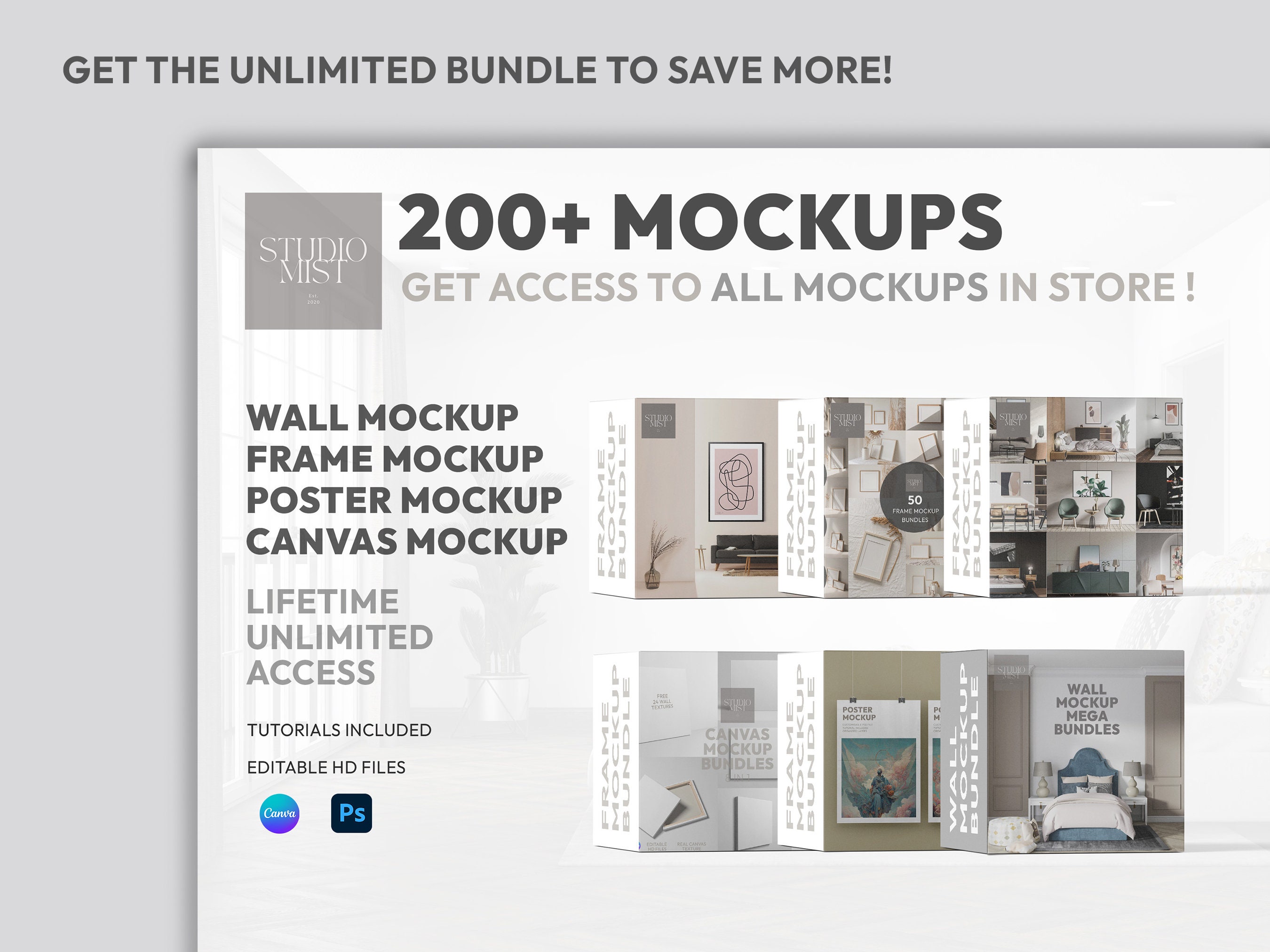 6 Frame Poster Mockup Bundle Modern Contemporary Minimalist - Etsy