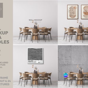 31 Dining Room Cafe Wall Frame Poster Mockup Bundle + Free PSD Frames & Wall, Luxury Interior ...
