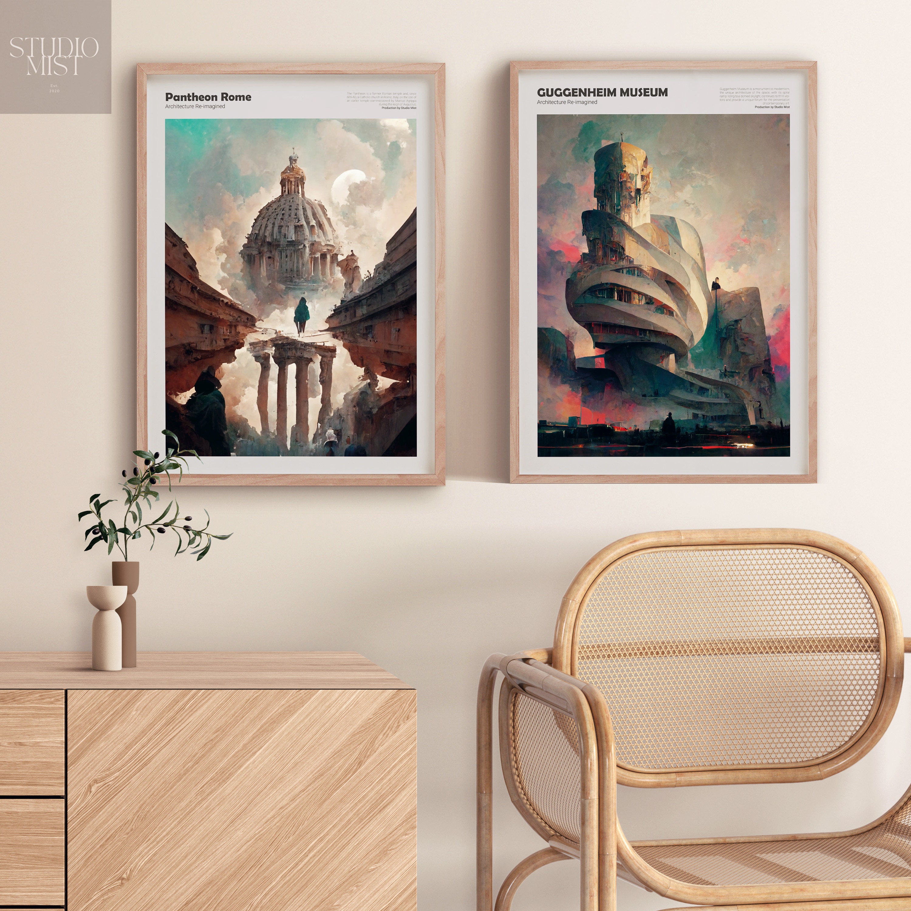 Pantheon Rome Print, Italy Reimagined | Famous Iconic Architecture ...