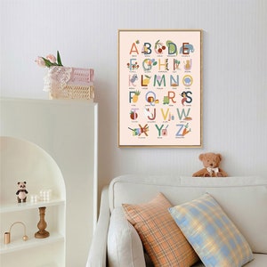Set of 4 Cute Kid Alphabet Abc Art Print | Nursery Children Poster ...