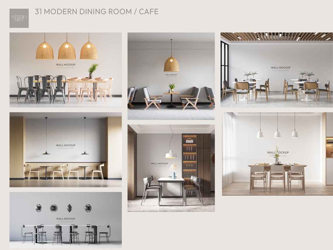 31 Dining Room Cafe Wall Frame Poster Mockup Bundle + Free PSD Frames ...