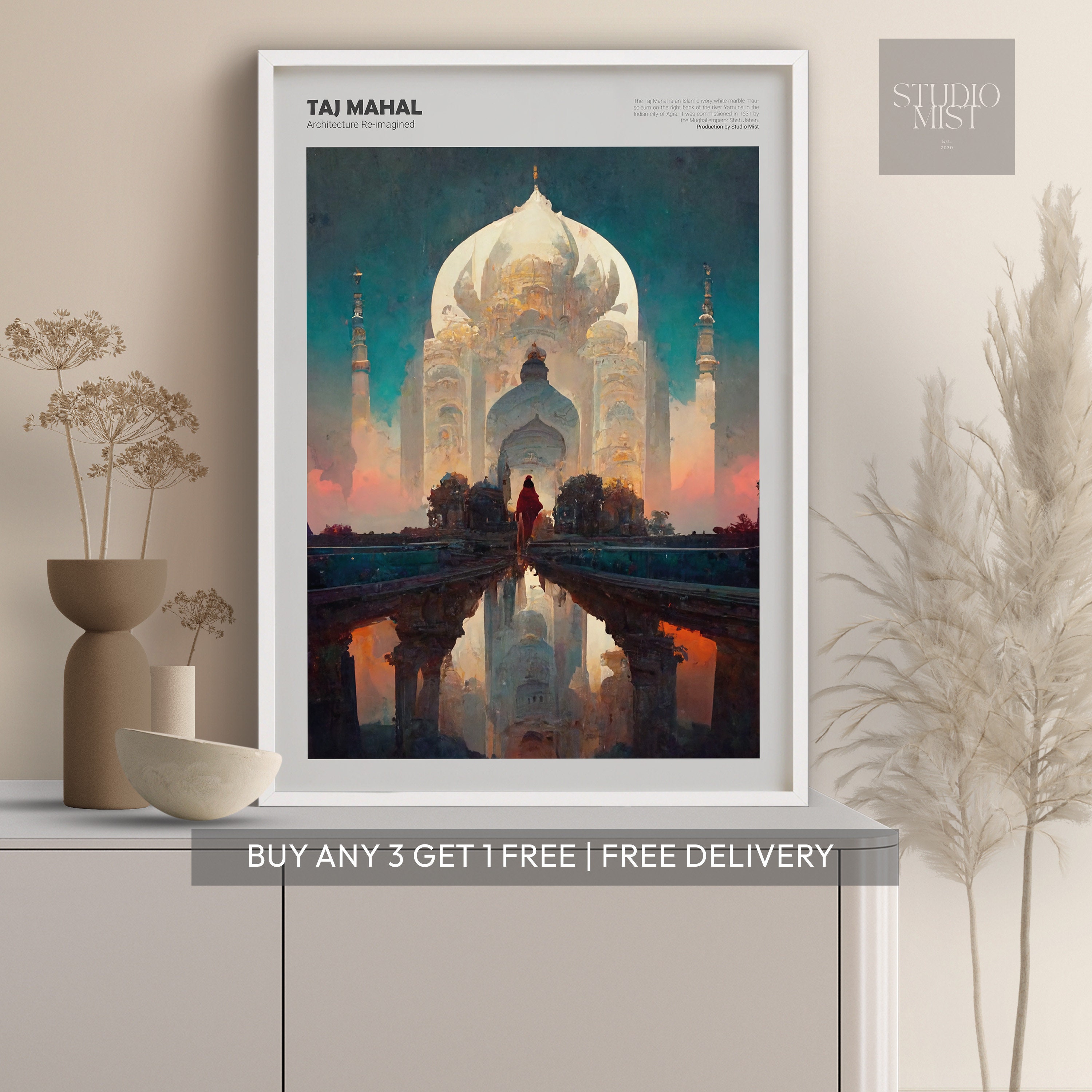 Taj Mahal India Print Reimagined Famous Iconic Architecture - Etsy
