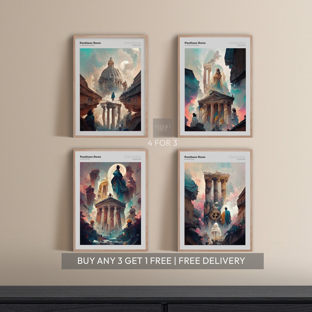 Pantheon Rome Print, Italy Reimagined | Famous Iconic Architecture ...