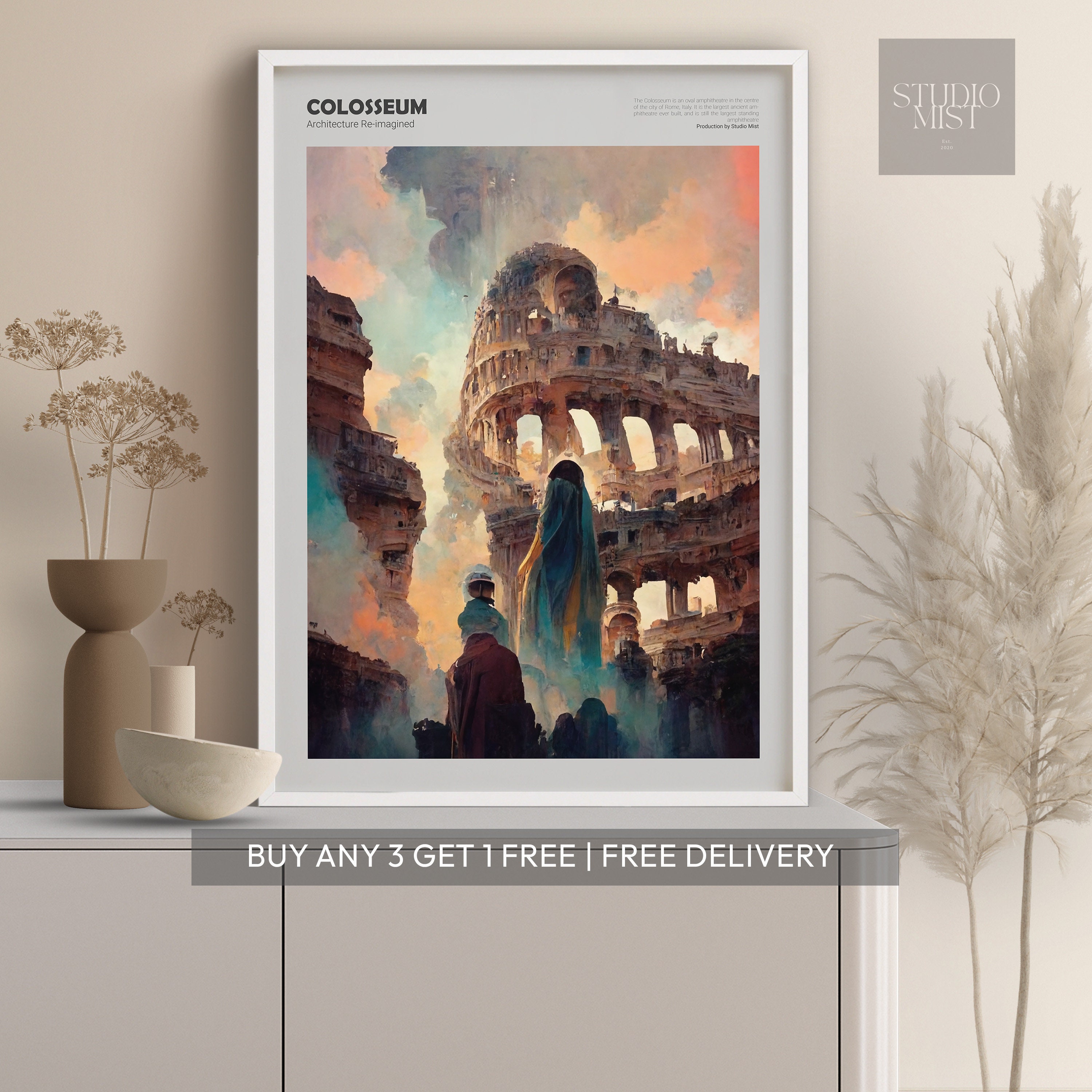 Colosseum Rome Print Italy Reimagined Famous Iconic - Etsy