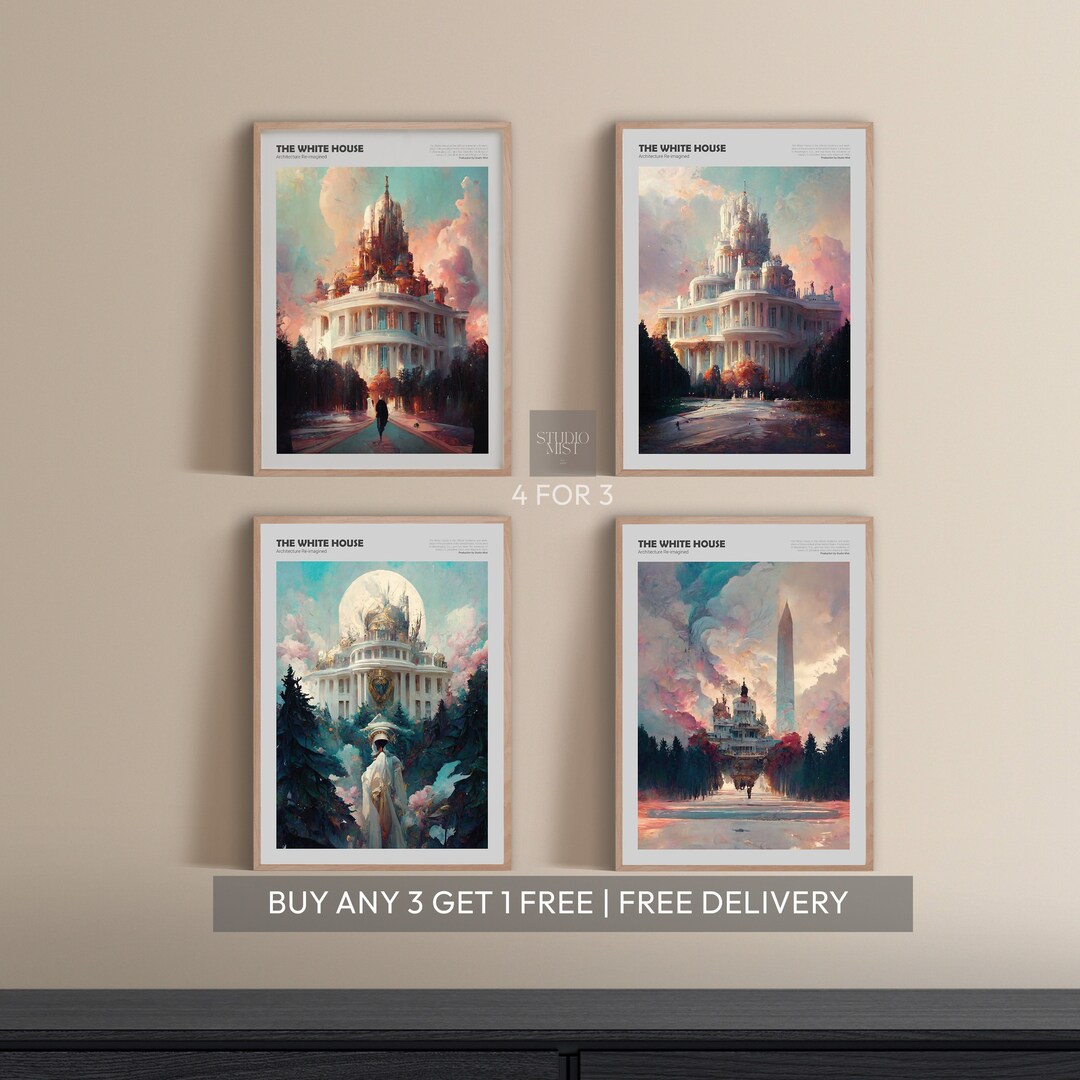 The White House Print Reimagined | Famous Iconic Architecture Frame ...