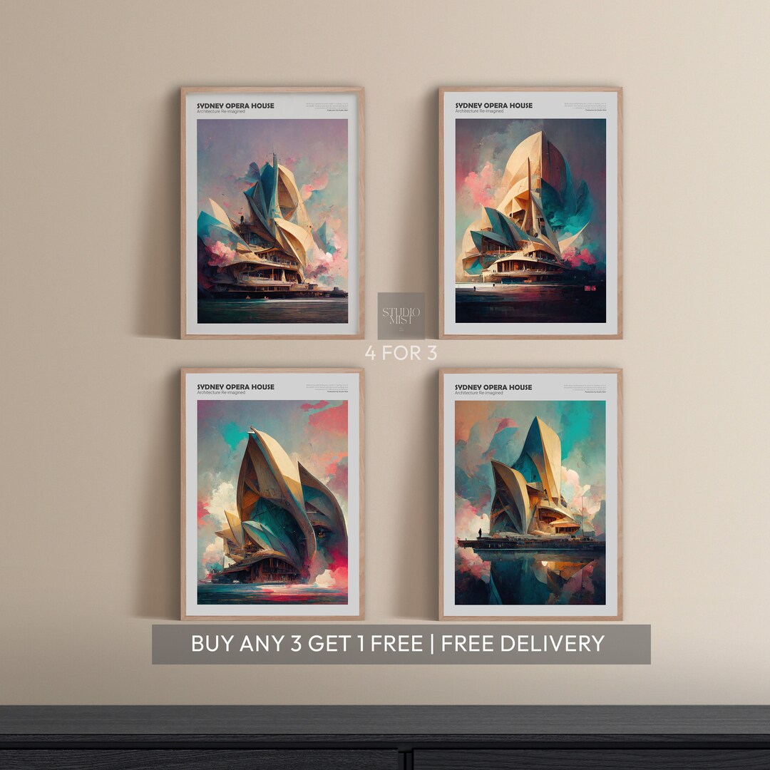 Sydney Opera House Print, Australia Reimagined | Famous Iconic ...