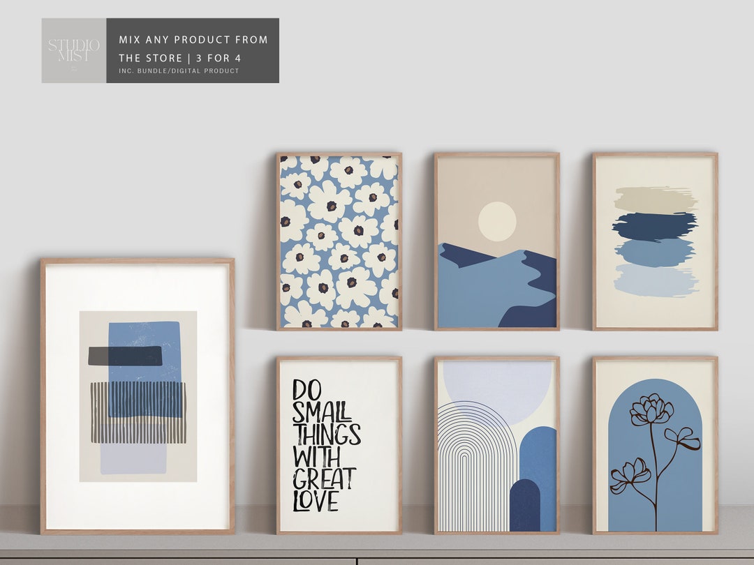 Set of 7 Giorgio Morandi Blue Abstract Exhibition Print | Matisse Line ...