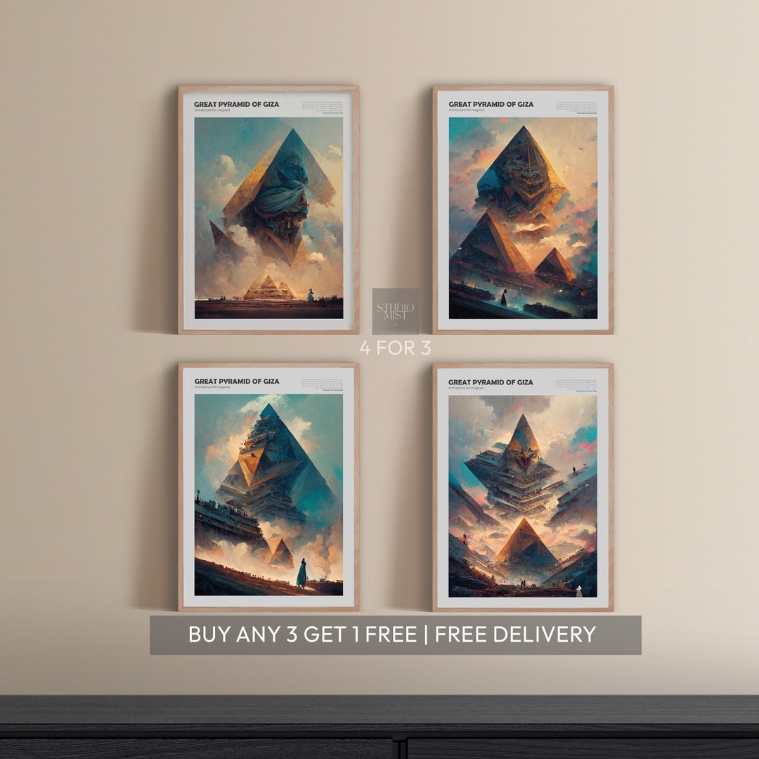 Great Pyramid of Giza Egypt Print Reimagined | Famous Iconic ...