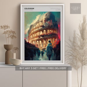 Colosseum Rome Print, Italy Reimagined | Famous Iconic Architecture ...