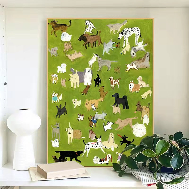 Cute Dog Park Painting Print Kid Nursery Print Art Poster Minimalist ...