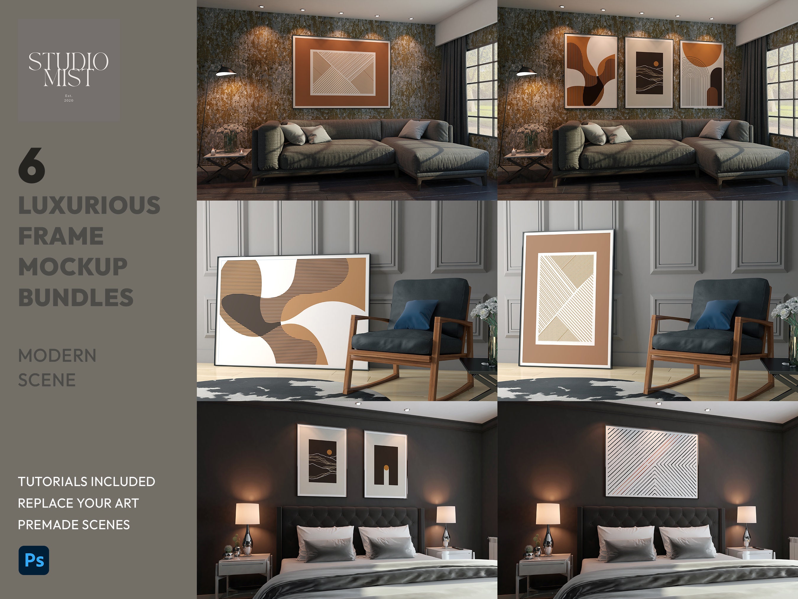 6 Frame Poster Mockup Bundle Modern Contemporary Minimalist - Etsy