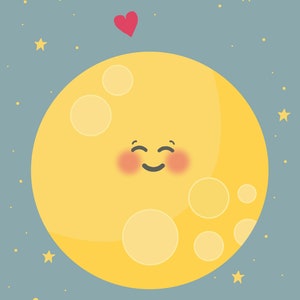 Set of 8 Cute Kids Sun and Moon Art Print | Nursery Children Poster ...