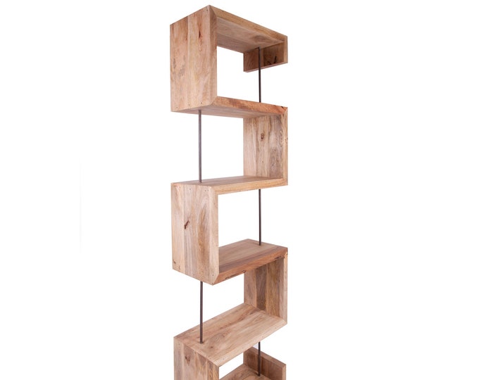 Mantis Solid Natural Mango Wood Twisted Bookcase 90cm High X 28.5cm ...