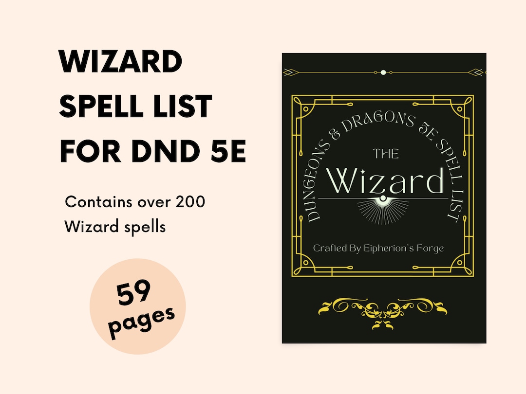 Wizard Spell List for Dungeons and Dragons 5e - Etsy
