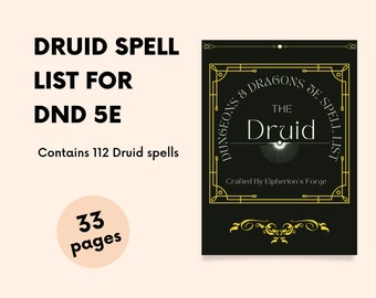 Bard Spell List for Dungeons and Dragons 5e - Etsy