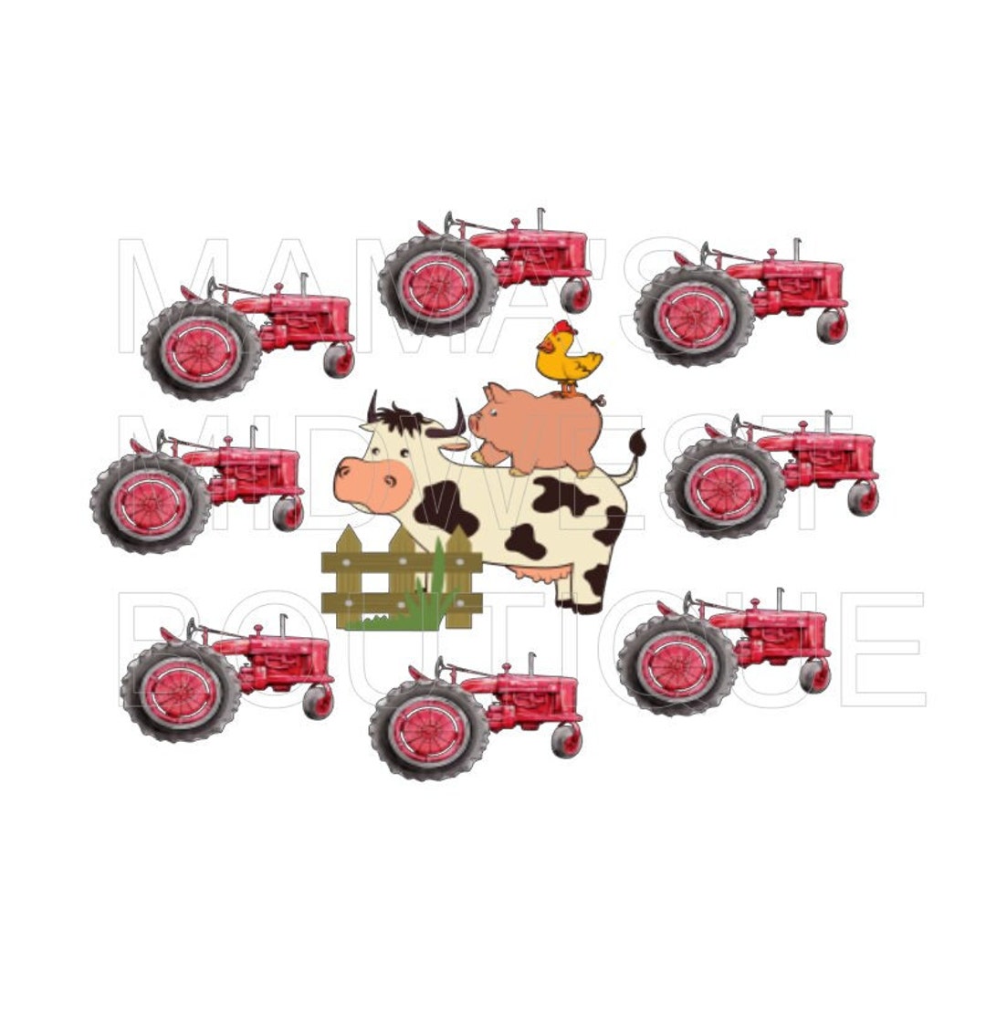 Red Tractor Farm Animal Tumbler Png Design - Etsy