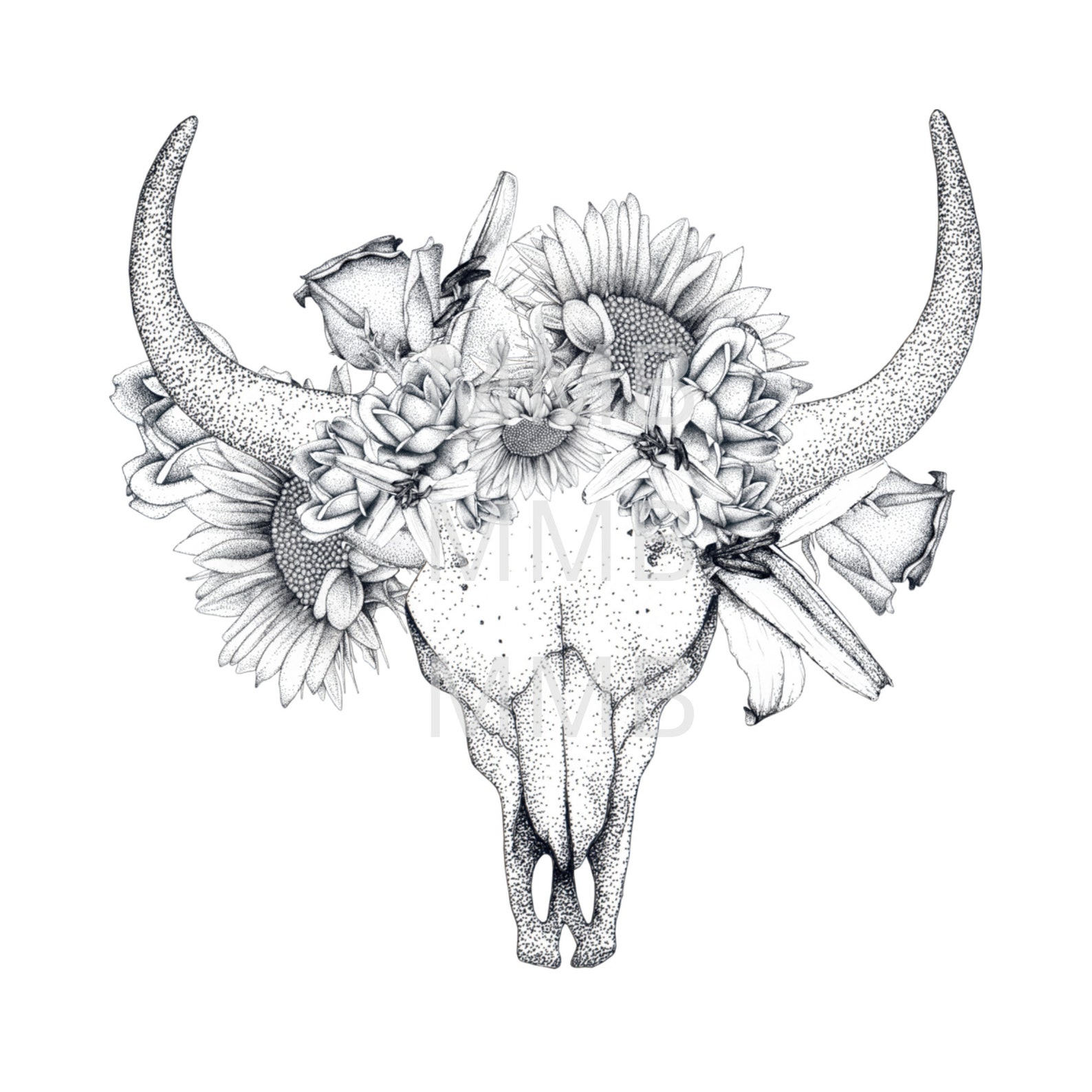 Floral Skull PNG - Etsy